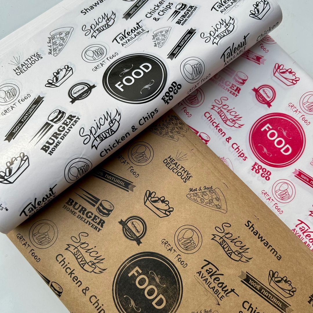 DELI PAPERS - “FOOD TO GO” / BLACK & WHITE - 3 SIZES - Paper Packs NG ...