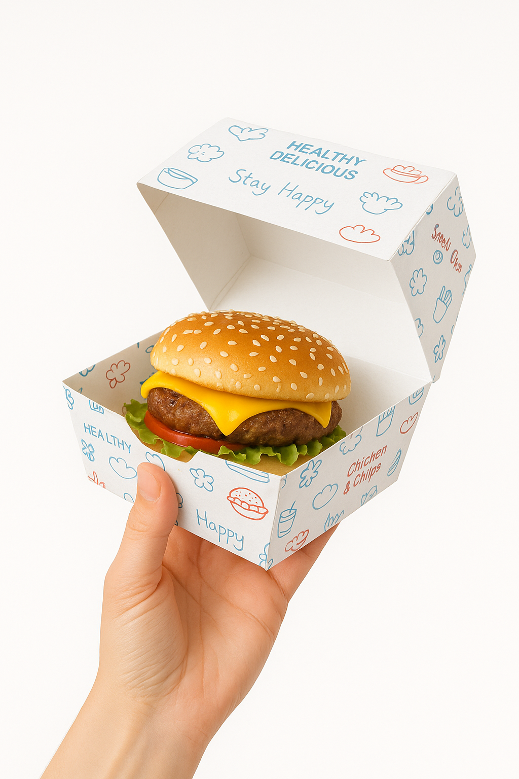 CLAMSHELL TAKEOUT BOXES - GENERIC “FOODSTEPS” DESIGN - Paper Packs NG ...