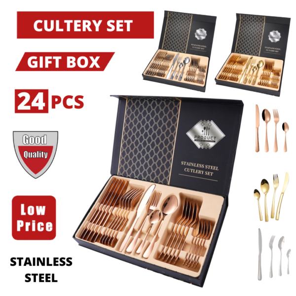 CULTERY SET STAINLESS STEEL (GIFT BOX) - imhero.biz @ Pusat Borong Hero