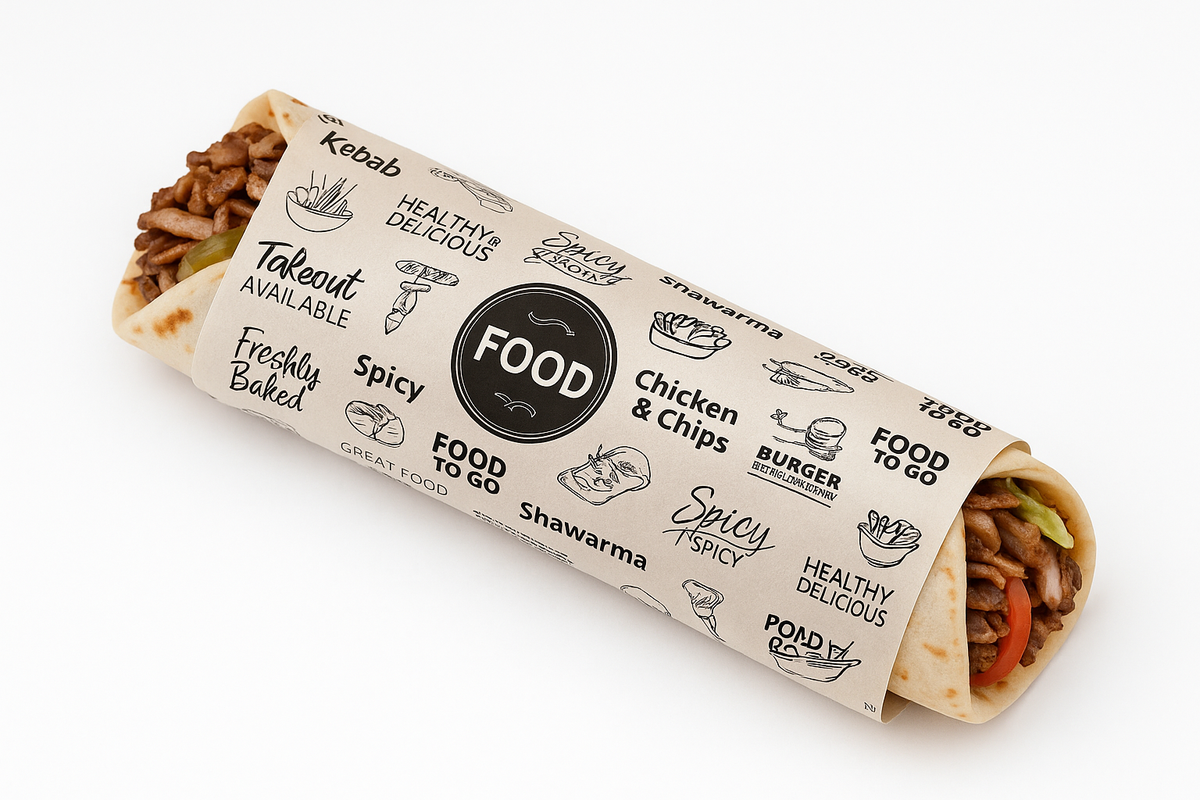 DELI PAPERS - “FOOD TO GO” / BLACK & WHITE - A4 paper size : 8.5 inches ...